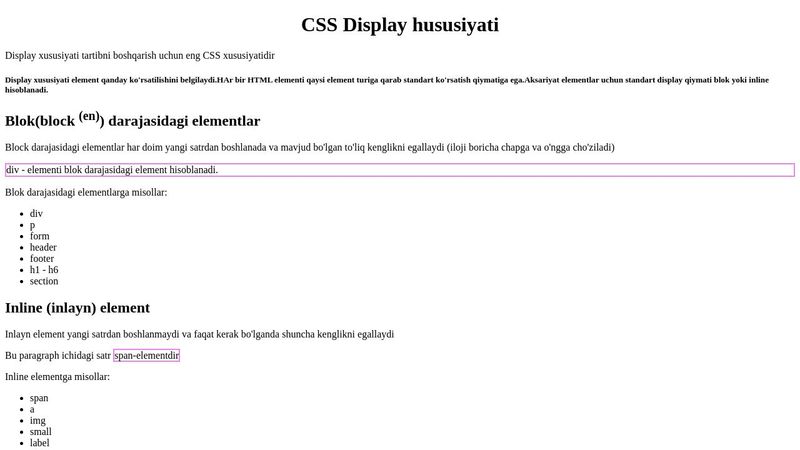 CSS Display