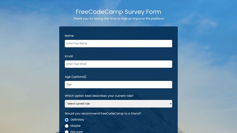 Survey Form Project - FreeCodeCamp.org | Certification