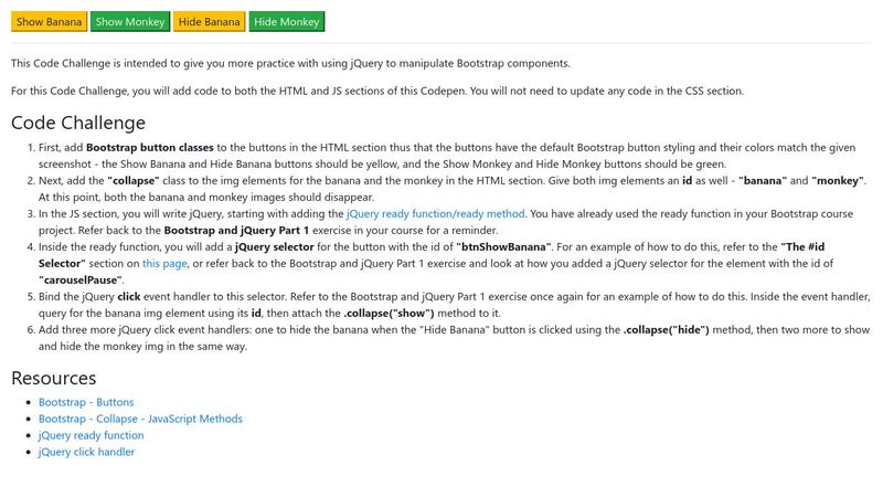 Code Challenge: Bootstrap and jQuery