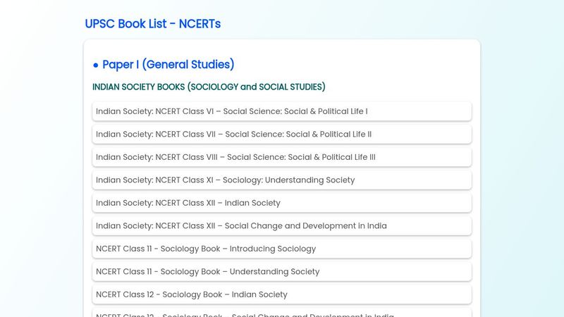 NCERT books for upsc - list