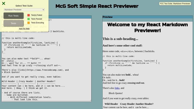 McG Simple React Markdown Previewer