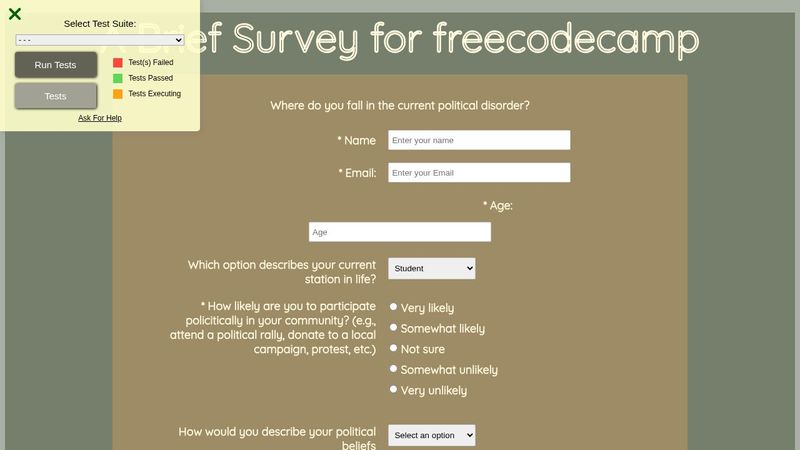 Surveyform for freecodecamp