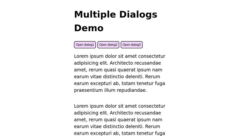 Multiple Dialogs Demo