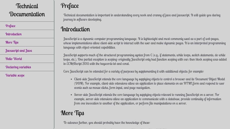 Technical Documentation Page