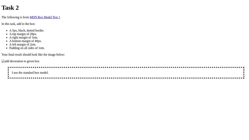 MDN Assessment 2 - The box model