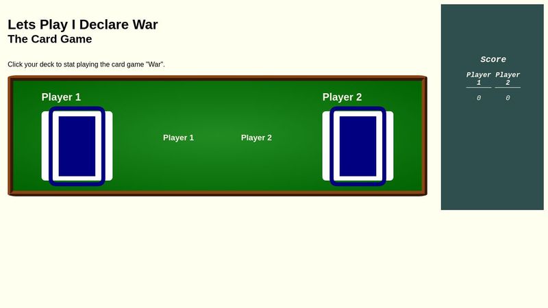 Javascript I Declare War Card Game