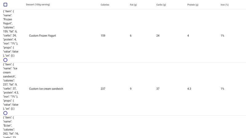 Vuetify v-data-table with selected rows and custom field rendering