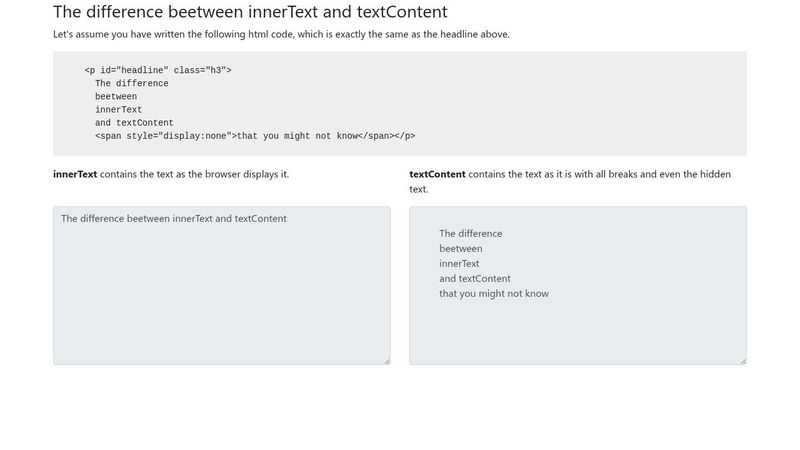 innerText and textContent