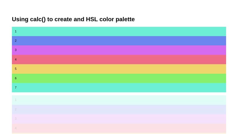 Using calc() to create an HSL color palette