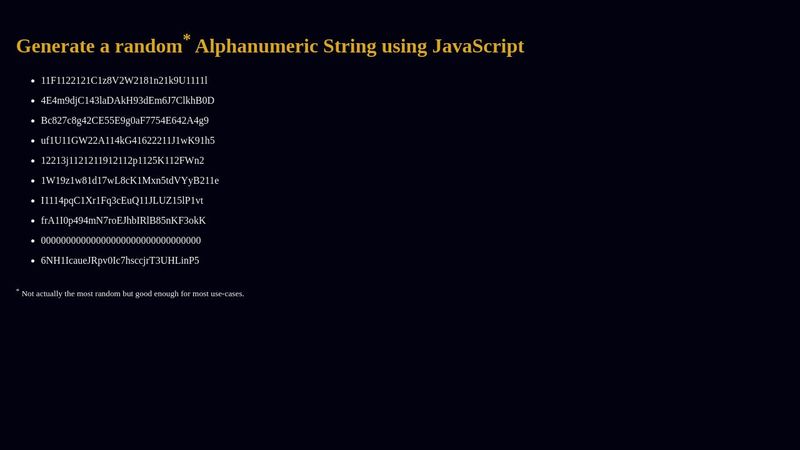 Generate A Random Alphanumeric String Using Javascript
