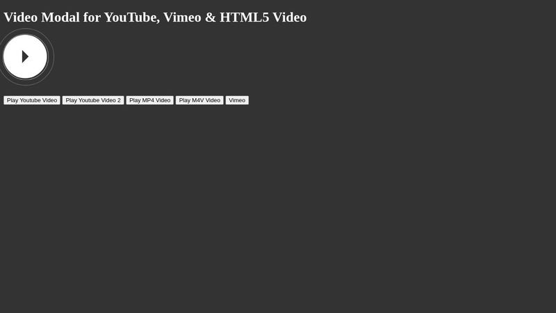 Video Modal for YouTube, Vimeo & HTML5 Video - vanilla javascript