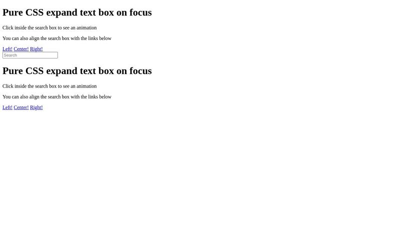 Pure CSS expand text box on focus