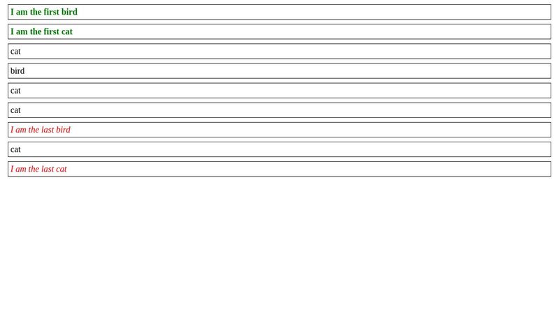 Select first & last element with specific class