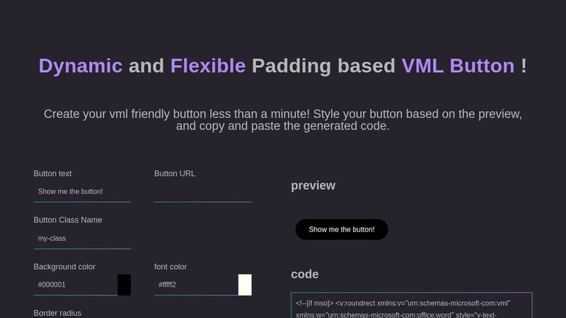 Html email VML Padding based VML Button