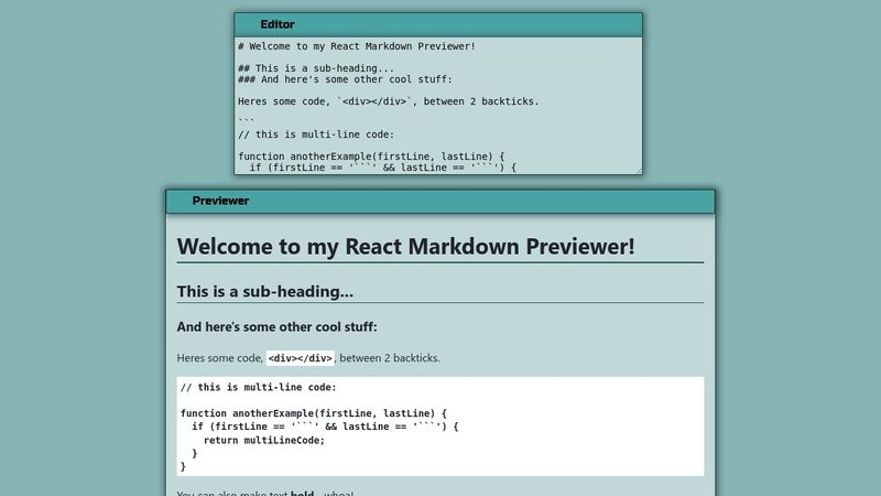 FCC: Simple React Markdown Preview