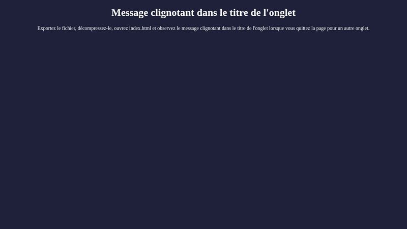 Blinking message in the tab title (HTML/CSS/JS)