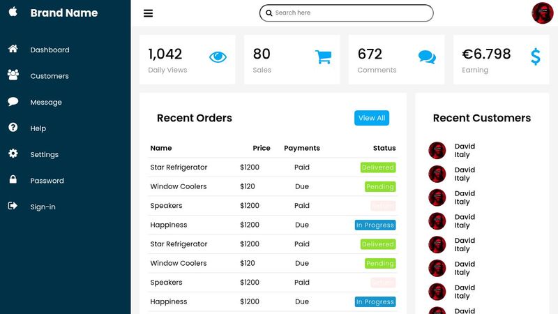 Responsive Dashboard