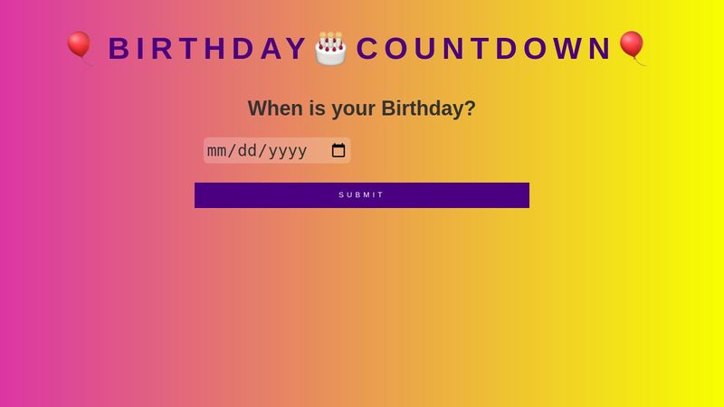 JavaScript Project 5 - Birthday Countdown