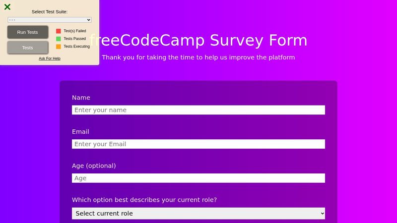 freeCodeCamp survey-form