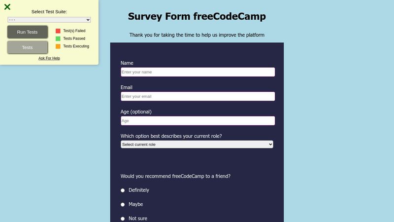 Survey Form: FCC project1