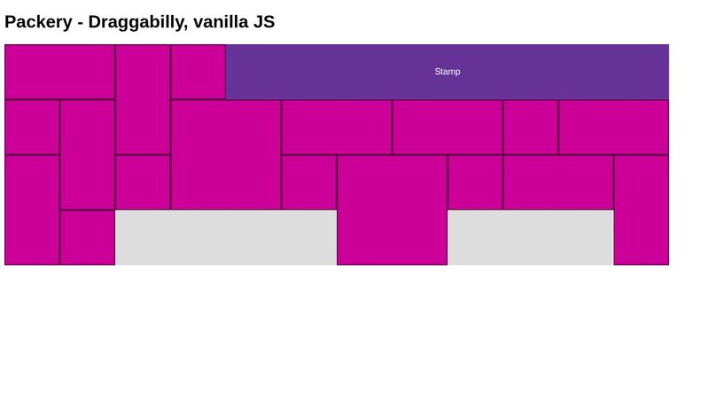 Packery - Draggabilly, vanilla JS