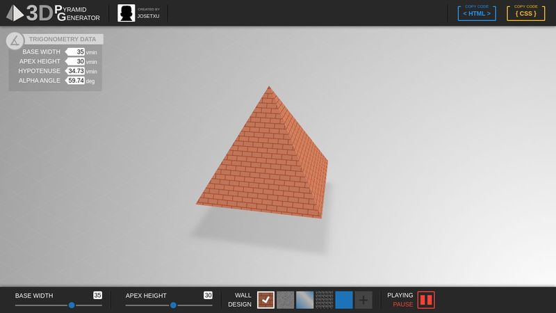 3D Pyramid Generator - CSS + HTML