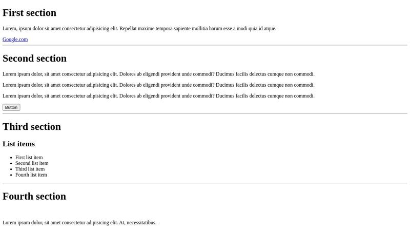 Example of div elements on a webpage