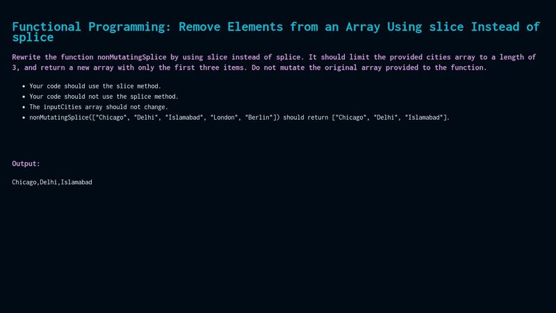 FreeCodeCamp - Functional Slice for Splice
