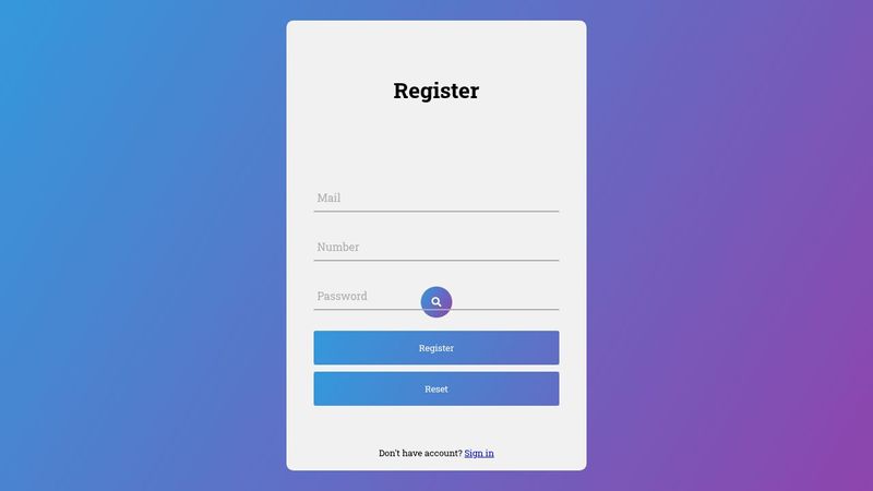 Register Form HTML5 & CSS & JS