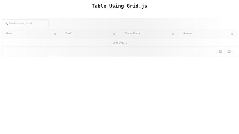 Table Using Grid JS