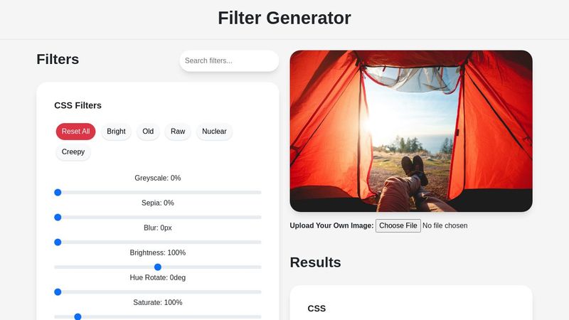 CSS / SVG Filter Generator