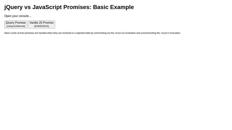 jQuery vs JavaScript Promises: Basic Example