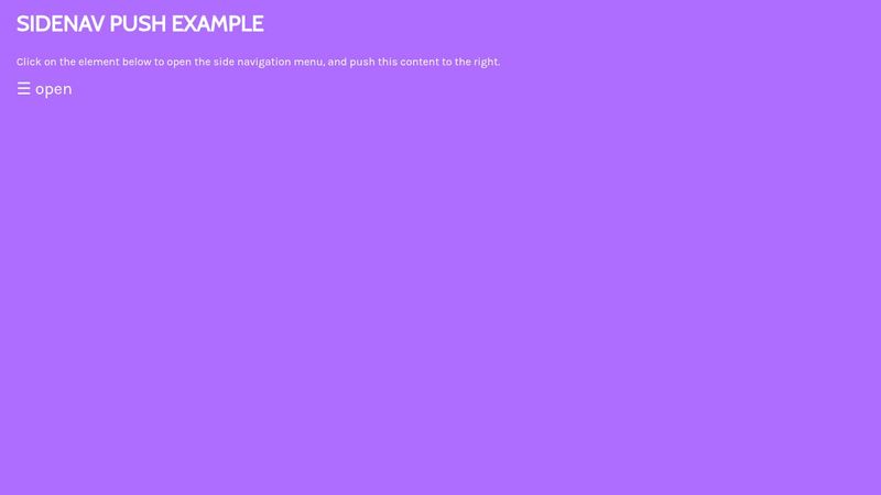 Sidenav Push Example