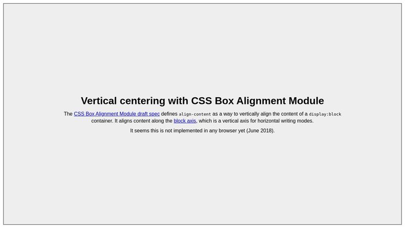 Vertical centering with CSS Box Alignment Module