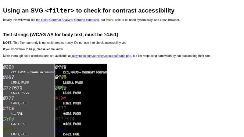 WCAG contrast checker in SVG filter