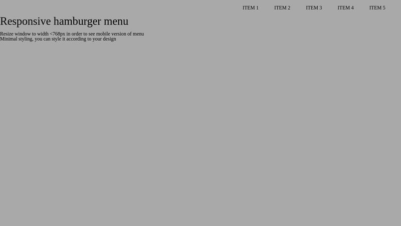 Responsive on/off-canvas hamburger menu