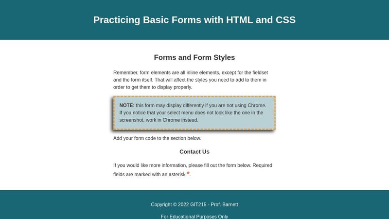 HTML Forms - STARTER - PLEASE FORK