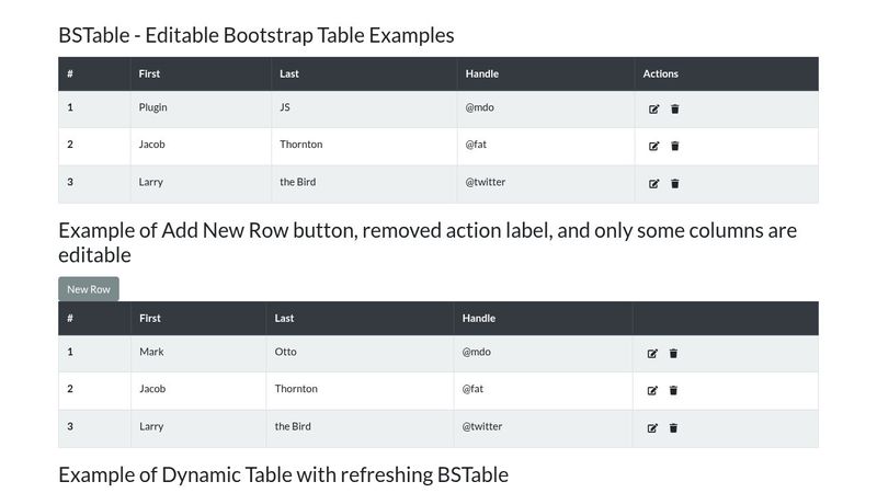 CRUD Table Dynamic Bootstrap 4 With jQuery - BSTable.js