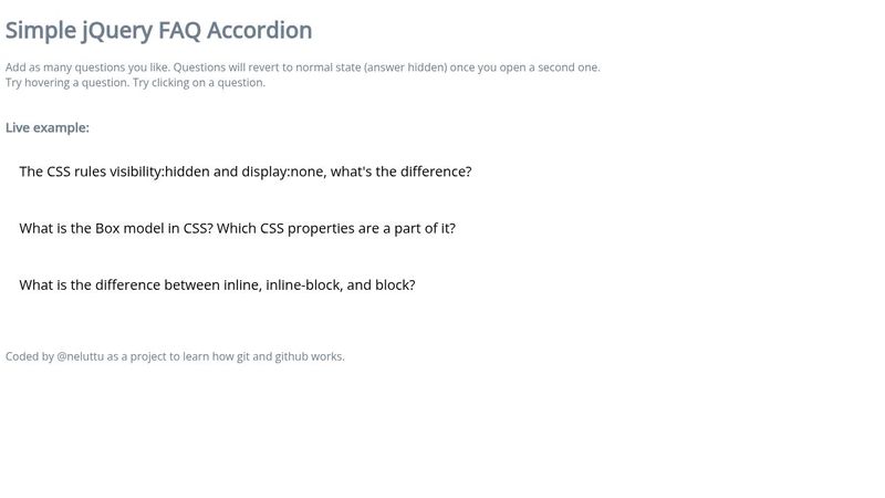 Simple jQuery FAQ Accordion