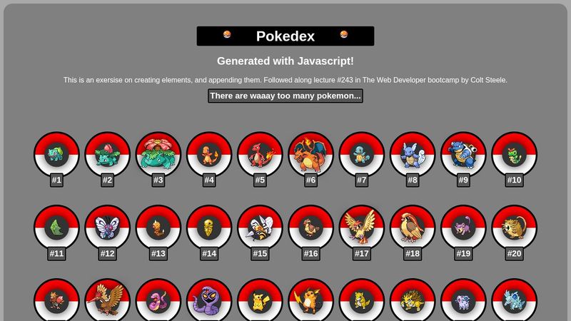 Javascript Generated Pokedex