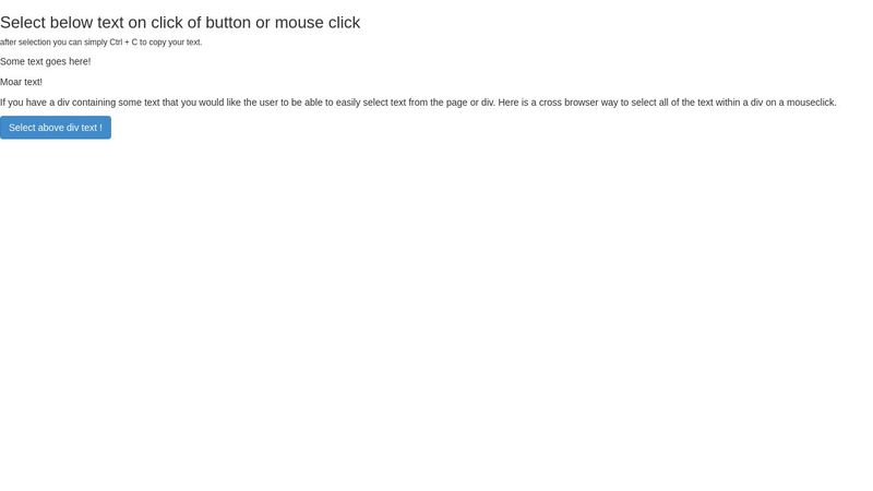 Select div text on mouse click
