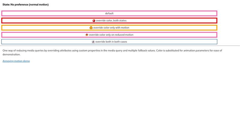 prefers-reduced-motion with customizations - color demo