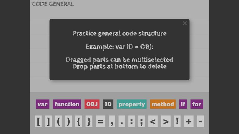 Code General - drag and drop code syntax explorer - made with ZIM