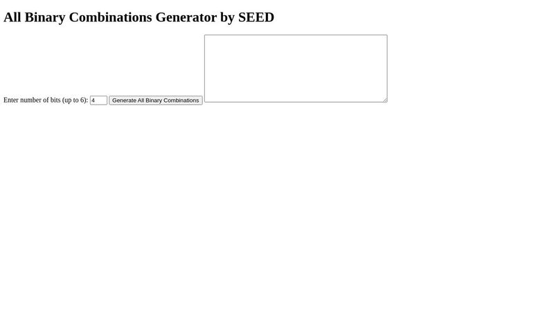 All Binary Combinations Generator by SEED