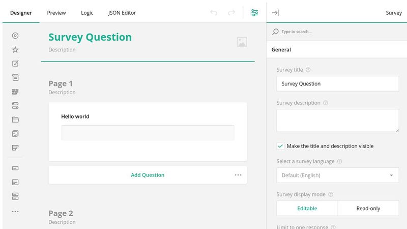 SurveyJS Creator for jQuery : NPS Survey Question