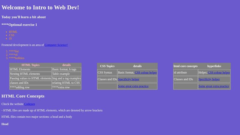 Intro to Web Dev
