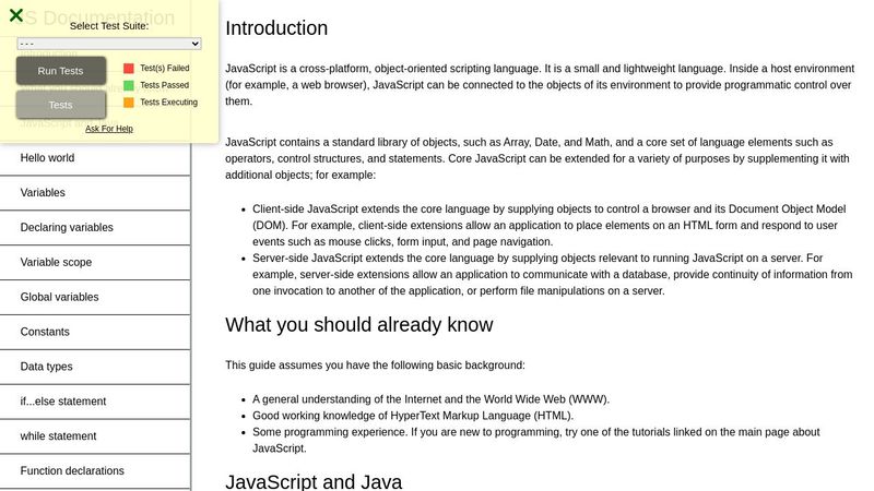 Technical Documentation Page - JS