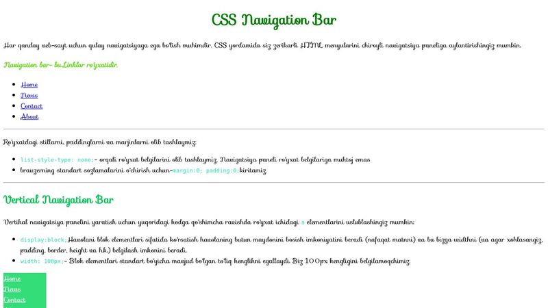 CSS Navigation Bar