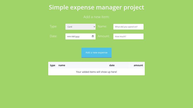 Simple expense manager project