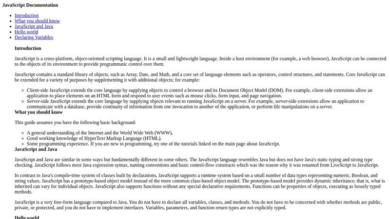 JavaScript Technical Documentation